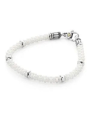 Lagos Sterling Silver White Caviar Bracelet - White/silver
