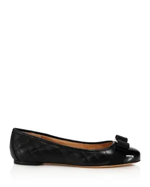 FERRAGAMO Varina Quilted Leather Ballet Flats - Nero