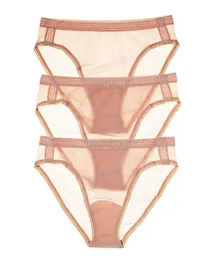 ON GOSSAMER Gossamer Mesh Hip High-cut Briefs, Set Of 3 - Champagne