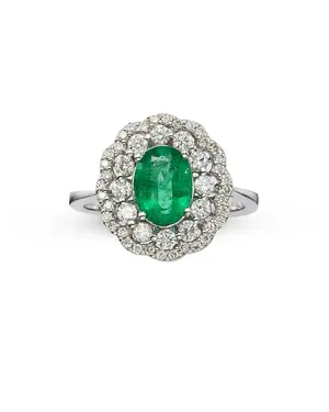 Bloomingdale'S Emerald And Diamond Ring In 14k White Gold - Green/white