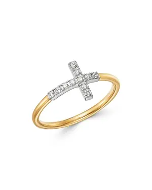 Bloomingdale'S Diamond Cross Ring - White/gold