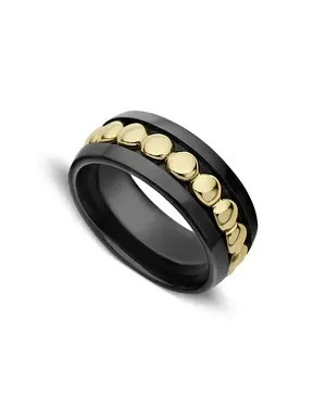 Lagos Meridian Caviar Stacking Ring - Black/gold