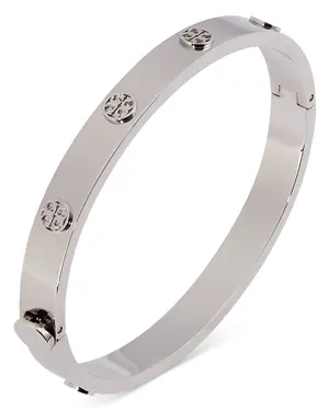 Tory Burch Miller Studded Hinge Bangle - Silver