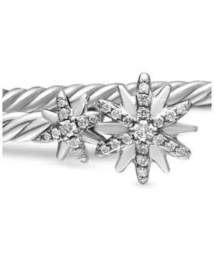 David Yurman Sterling Starburst Bangle With Diamonds - Silver