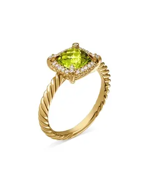 David Yurman Petite Chatelaine Pave Bezel Ring - Peridot