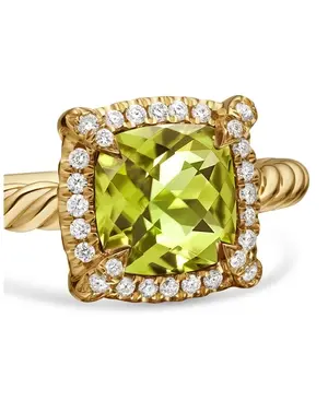 David Yurman Petite Chatelaine Pave Bezel Ring - Peridot