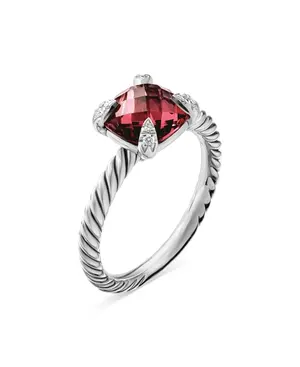 David Yurman Chatelaine Ring With And Diamonds - Garnet