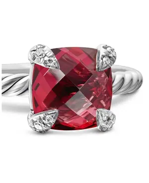 David Yurman Chatelaine Ring With And Diamonds - Garnet