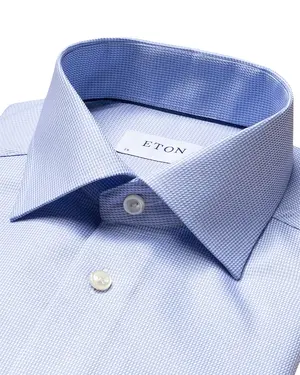 Eton Contemporary Fit Houndstooth Dress Shirt - Blue