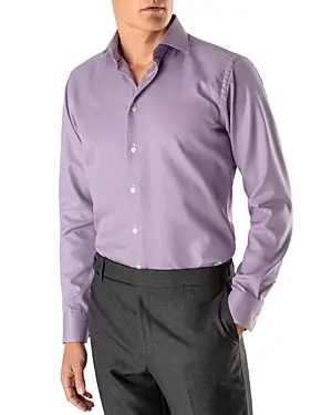 Eton Contemporary Fit Houndstooth Dress Shirt Purple