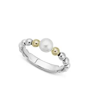 Lagos Sterling Silver And 18k Yellow Gold Pearl Ring - Multi/silver