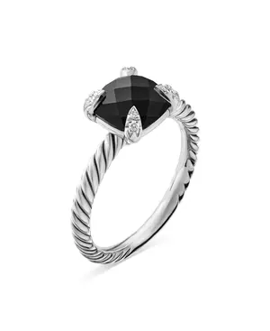 David Yurman Chatelaine Ring With And Diamonds - Black Onyx