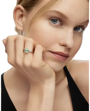 David Yurman Chatelaine Ring With And Diamonds - Prasiolite