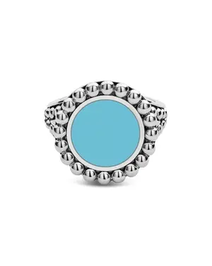 Lagos Sterling Silver Maya Blue Ceramic Ring