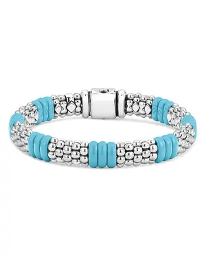 Lagos Sterling Silver Caviar Ceramic Bracelet - Blue/silver