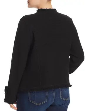 NIC+ZOE Fringe Knit Jacket - Black