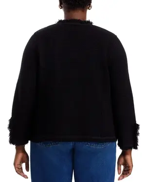 NIC+ZOE Fringe Knit Jacket - Black