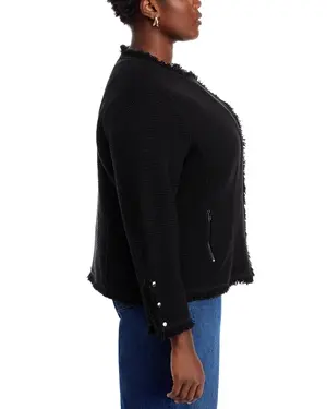 NIC+ZOE Fringe Knit Jacket - Black
