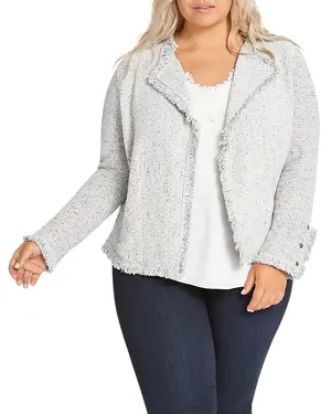 NIC+ZOE Fringe Knit Jacket - Sugar Cookie