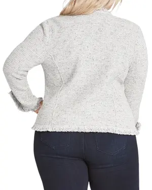 NIC+ZOE Fringe Mix Knit Jacket - Sugar Cookie