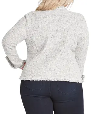 NIC+ZOE Fringe Mix Knit Jacket - Sugar Cookie