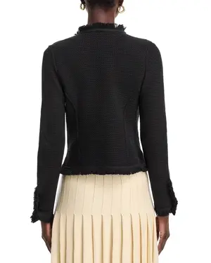 NIC+ZOE Fringe Knit Jacket - Black Onyx