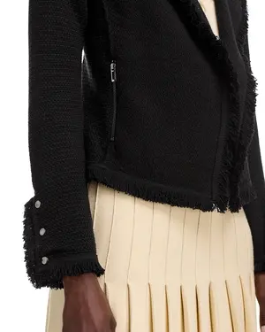 NIC+ZOE Fringe Knit Jacket - Black Onyx