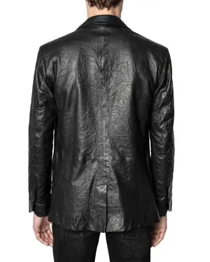 Zadig&Voltaire Valfried Crinkle Leather Jacket - Noir