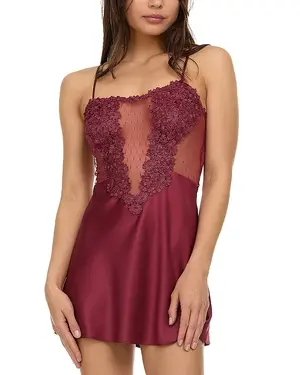 Flora Nikrooz Showstopper Charmeuse Chemise Wine