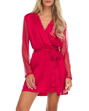 Flora Nikrooz Showstopper Charmeuse Cover-up Robe Apple