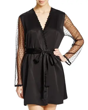 Flora Nikrooz Showstopper Charmeuse Cover-up Robe Black