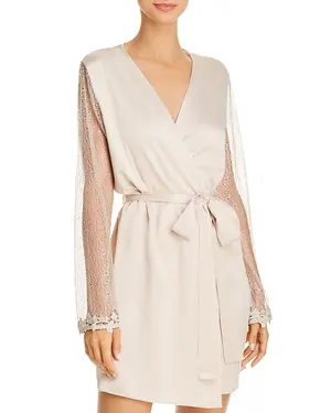 Flora Nikrooz Showstopper Charmeuse Cover-up Robe Champagne
