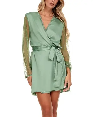 Flora Nikrooz Showstopper Charmeuse Cover-up Robe - Forest Green