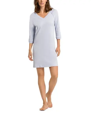 Hanro Pure Essence Three-quarter Sleeve Gown - Blue Glow