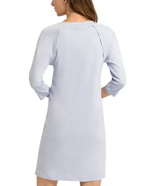 Hanro Pure Essence Three-quarter Sleeve Gown - Blue Glow