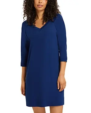 Hanro Pure Essence Three-quarter Sleeve Gown Deep Indigo