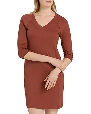 Hanro Pure Essence Three-quarter Sleeve Gown Marsala