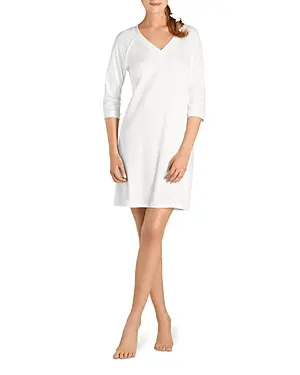 Hanro Pure Essence Three-quarter Sleeve Gown Off White