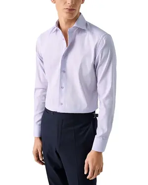 Eton Slim Fit Textured Solid Shirt - Purple