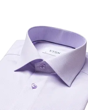 Eton Slim Fit Textured Solid Shirt - Purple