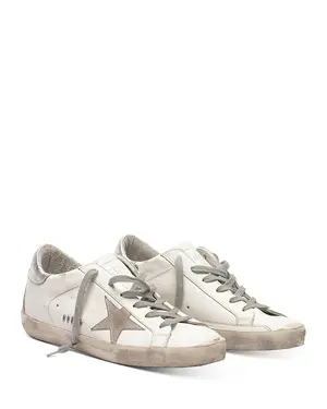 GOLDEN GOOSE Super-star Low Top Sneakers - White/silver