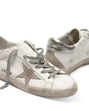 GOLDEN GOOSE Super-star Low Top Sneakers - White/silver