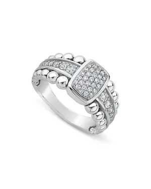 Lagos Sterling Silver Caviar Spark Diamond Ring - White/silver