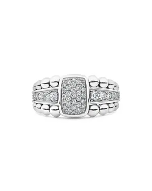 Lagos Sterling Silver Caviar Spark Diamond Ring