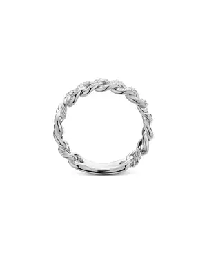 David Yurman Belmont Curb Link Narrow Ring With Diamonds - White/silver