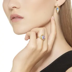 Temple St. Clair 18k Yellow Gold Moonstone And Diamond Ring - Blue/gold