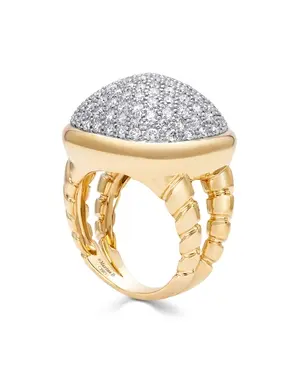 Marina B 18k Yellow Gold Diamond Tigella Dome Ring - White/gold