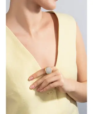 Marina B 18k Yellow Gold Diamond Tigella Dome Ring - White/gold