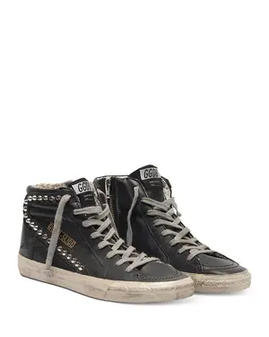 GOLDEN GOOSE Slide Leather Sneakers - Black