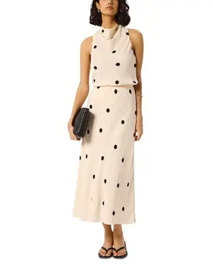 Whistles Jacquard Spots Midi Skirt